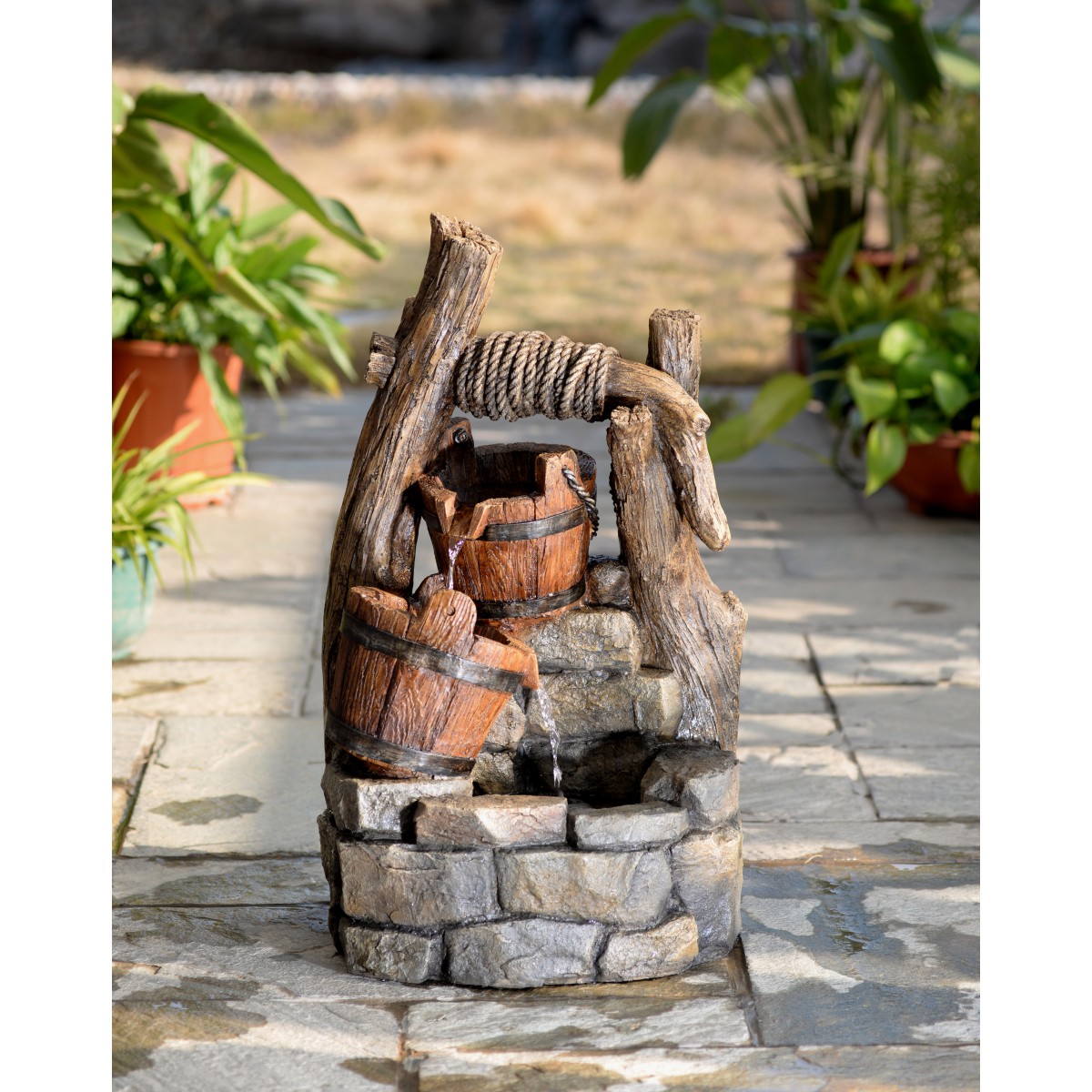 tree trunk water feature