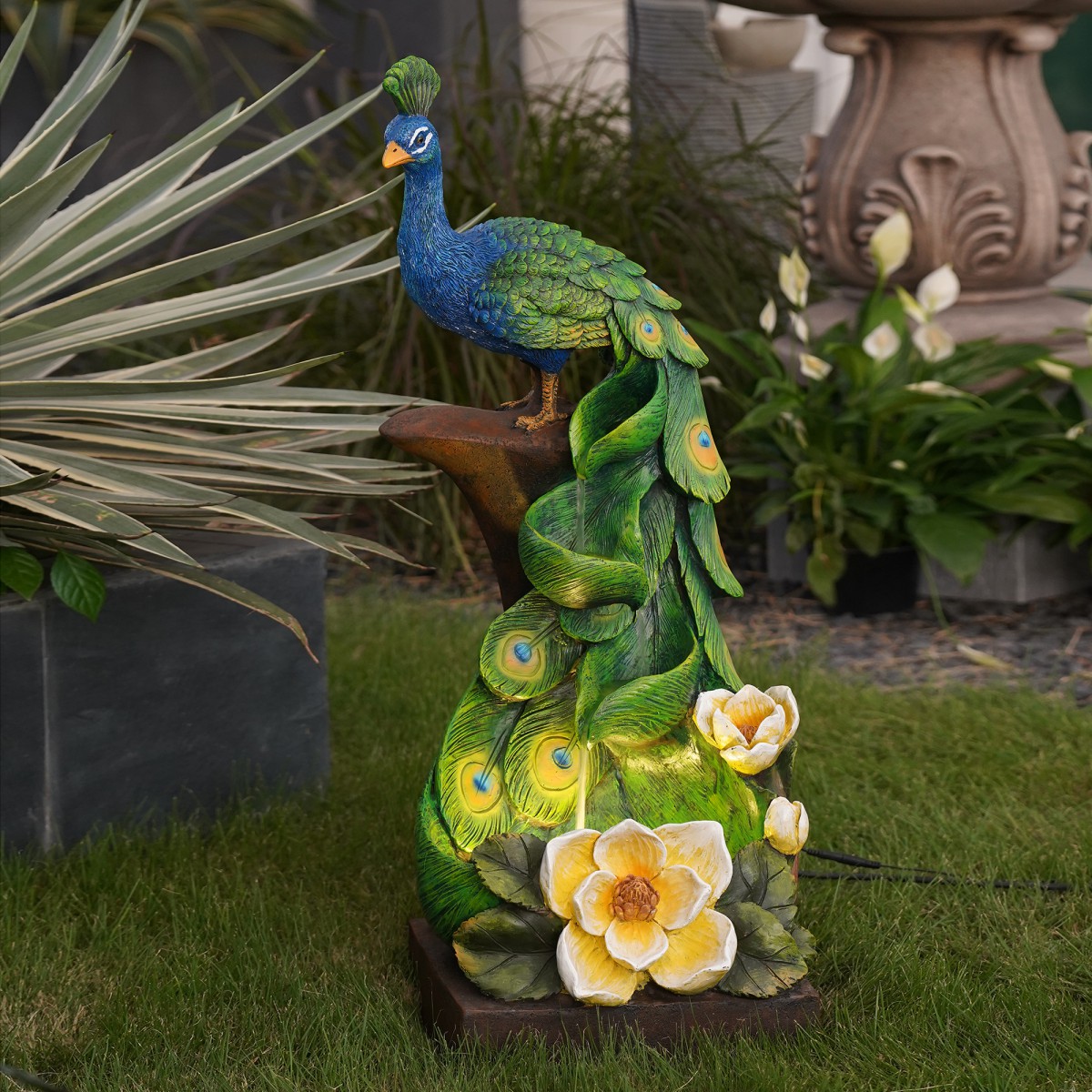 39 Inch Peacock Fountain wth Led Light