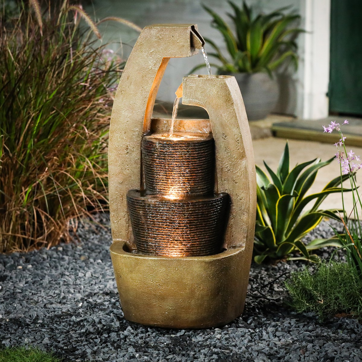 32 Inch Cascade Water Fountain with Led Light