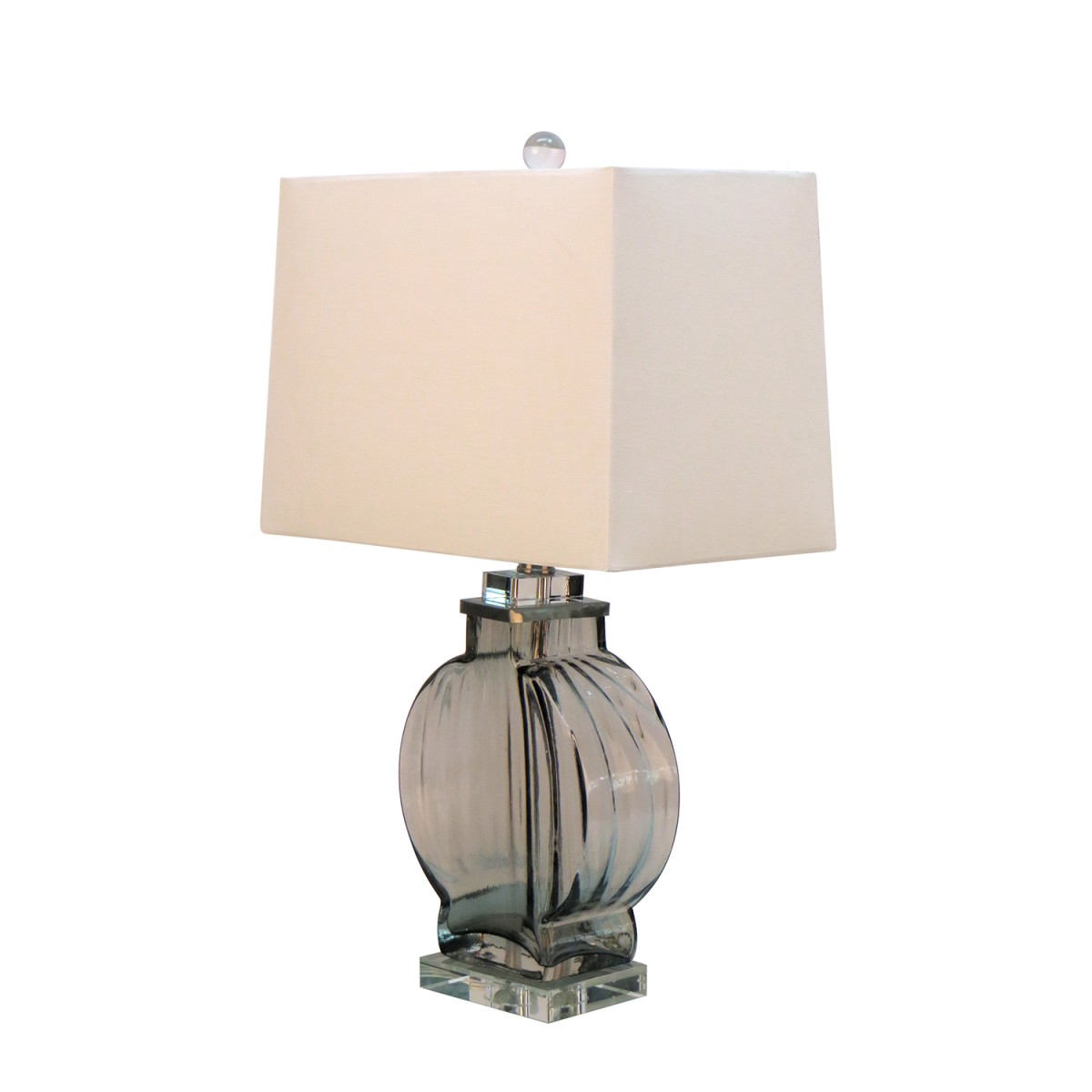 24 Inch H Glass Table Lamp with Crystal Base
