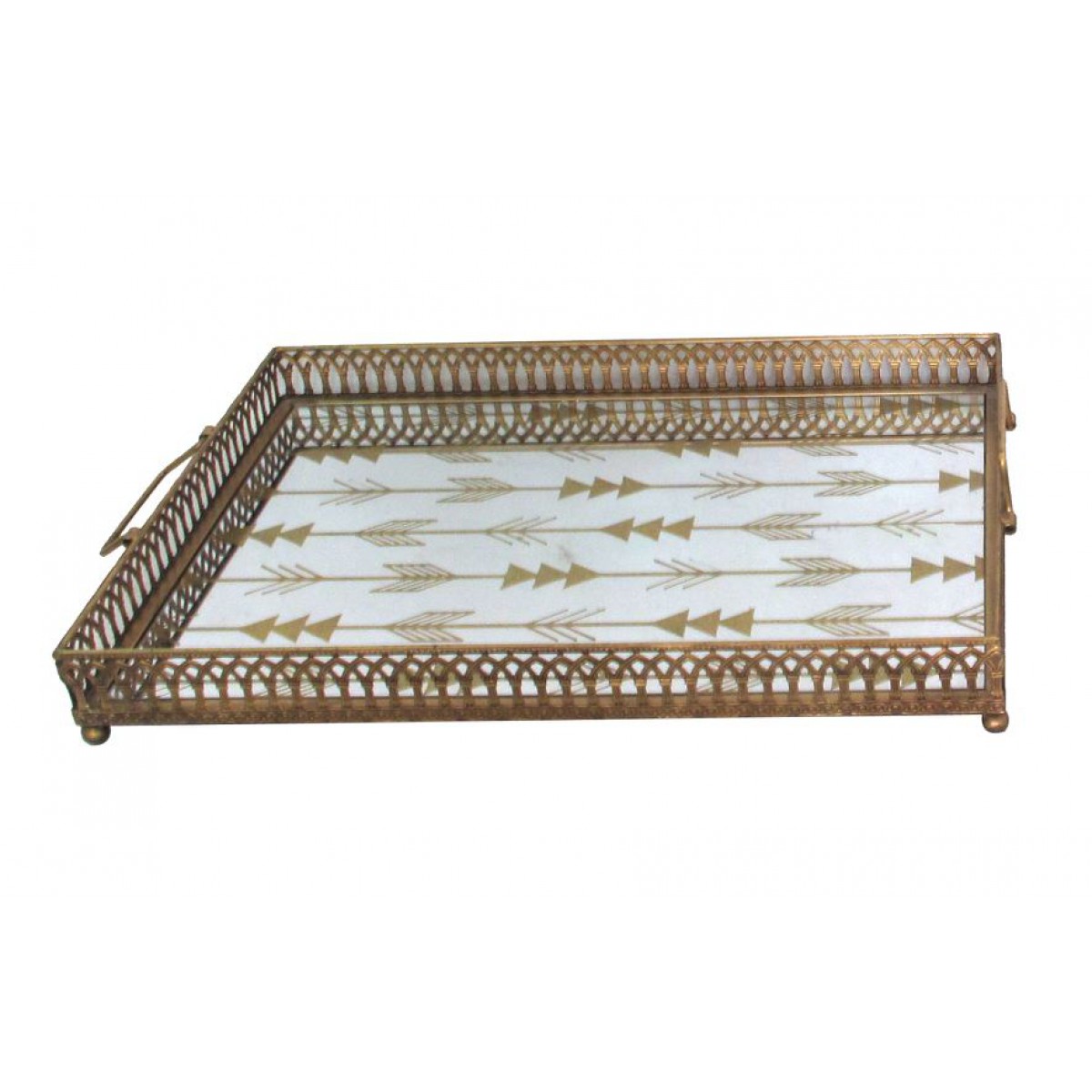 Decorative Golden Metal Tray (Large)