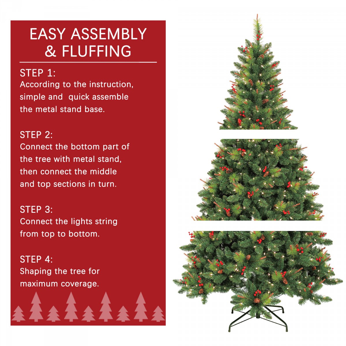 7 Feet. Pre-Lit Berrywood Pine Artificial Christmas Tree