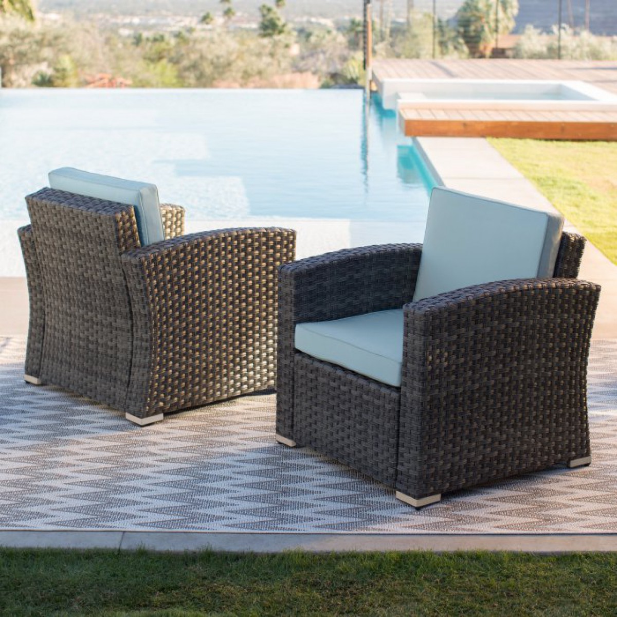 Nefeli Resin Wicker 4 Piece Patio Conversation Set with Cushions
