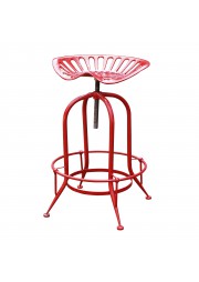 Antique Red Metal Wire Counter Height Stool